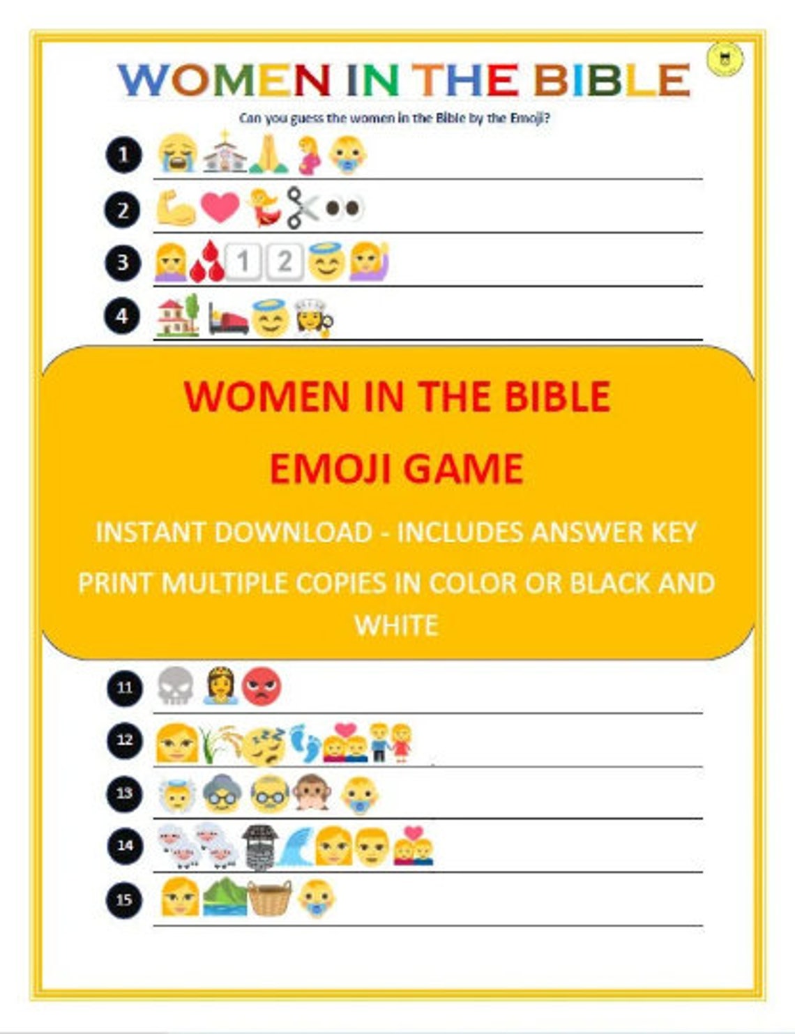 Bible Emoji Games Printable Bundle Bible Emoji Quiz Bundle - Etsy