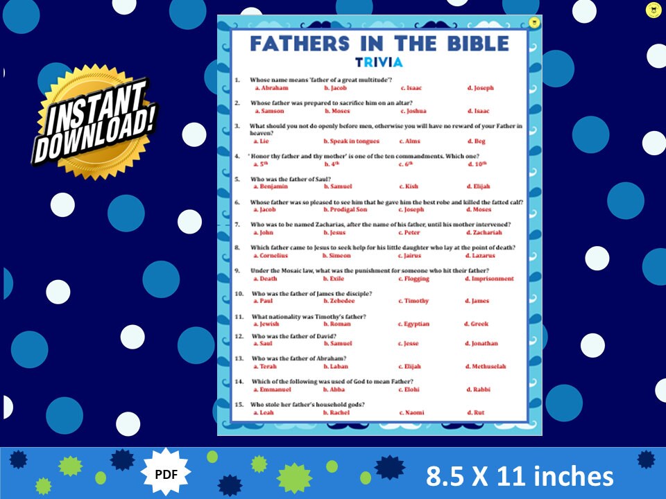 Fathers of the Bible Trivia Game: Church & Bible Study (instant ...