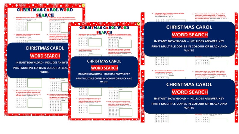 Christmas Carol Word Search | Christmas Carols Trivia Quiz | Church ...