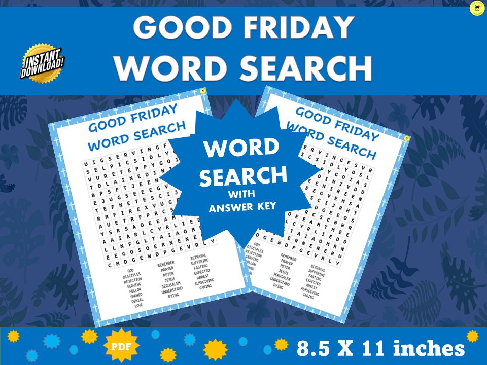 Good Friday Word Search |good Friday Activity Printable | Instant ...