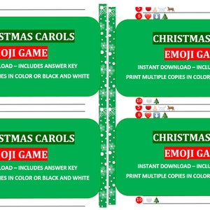 Christmas Carols Emoji Game: Printable Quiz (instant Download) - Etsy