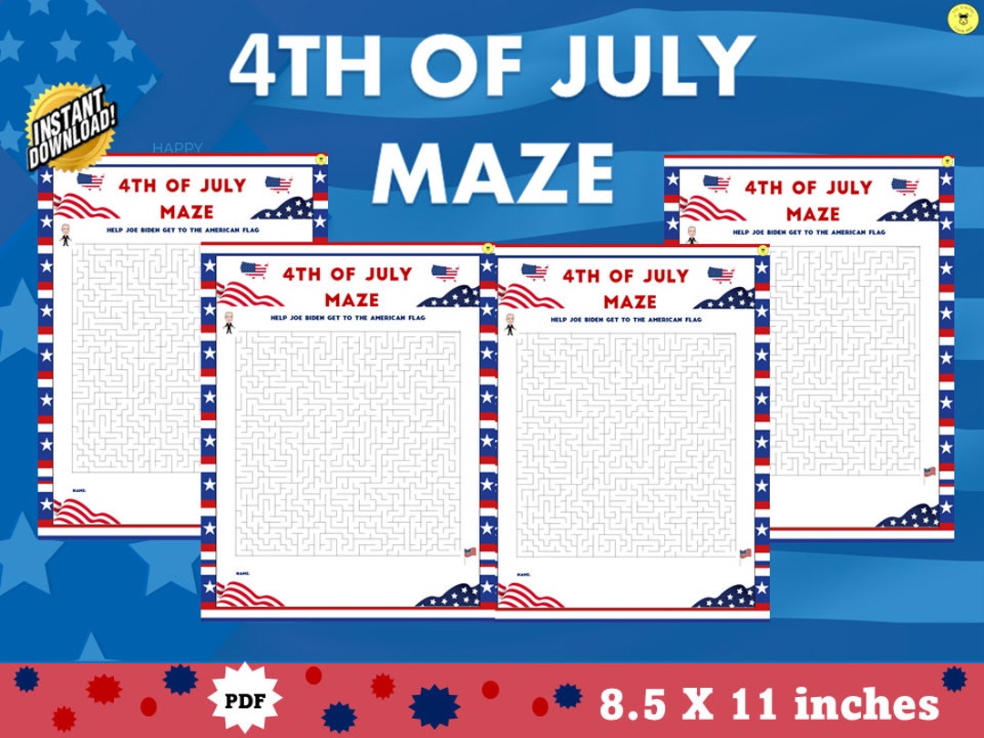 July 4th Maze fourth of July Activity Printable Instant Download School ...