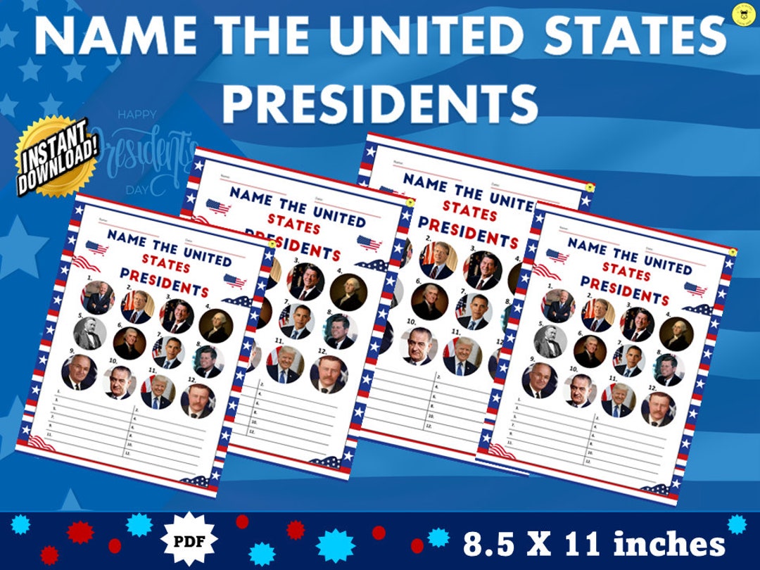 US Presidents Game: Patriotic 4th of July Activity (PDF) - Etsy