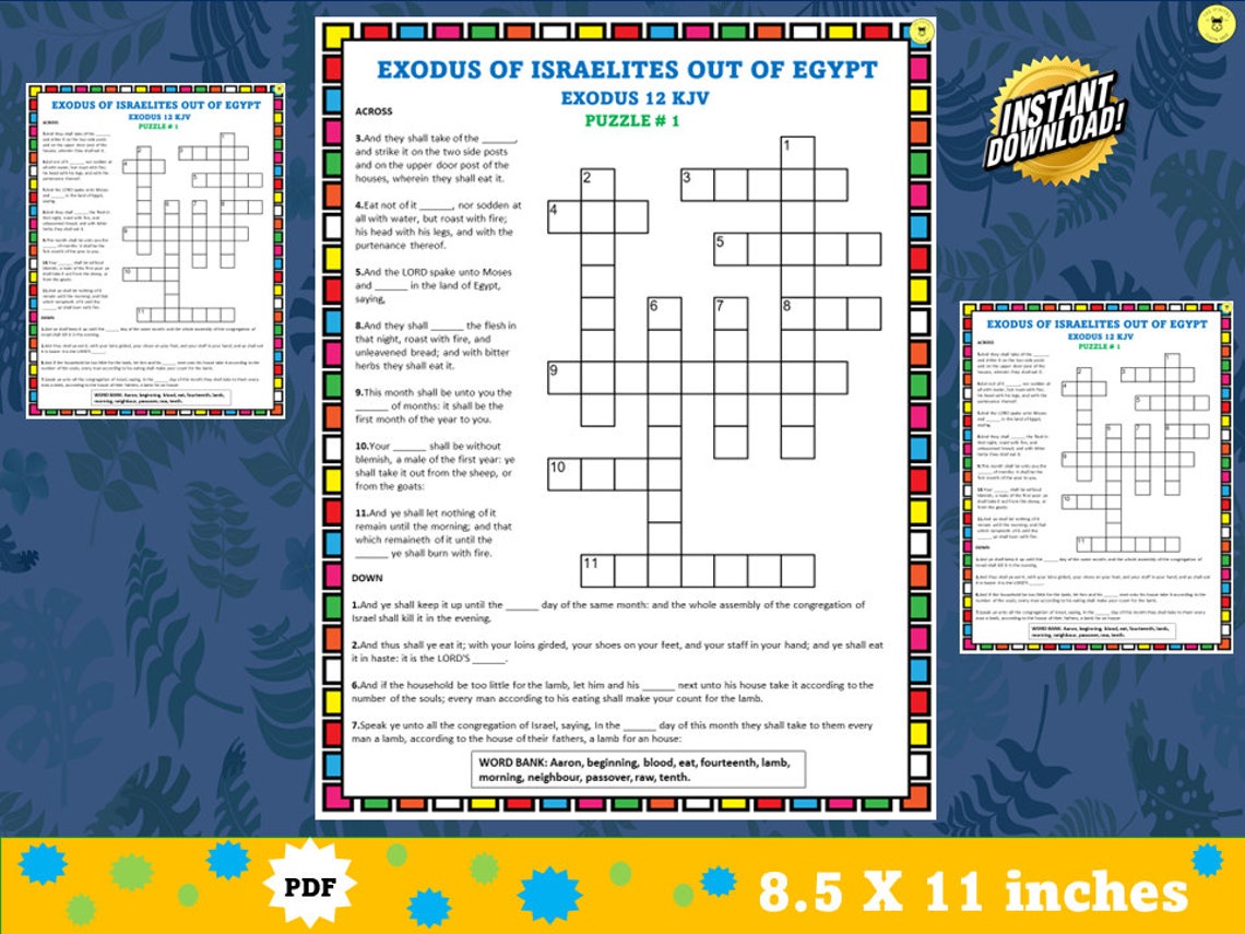 Exodus of Israelites Crossword Puzzle: Bible Study Activity (instant ...