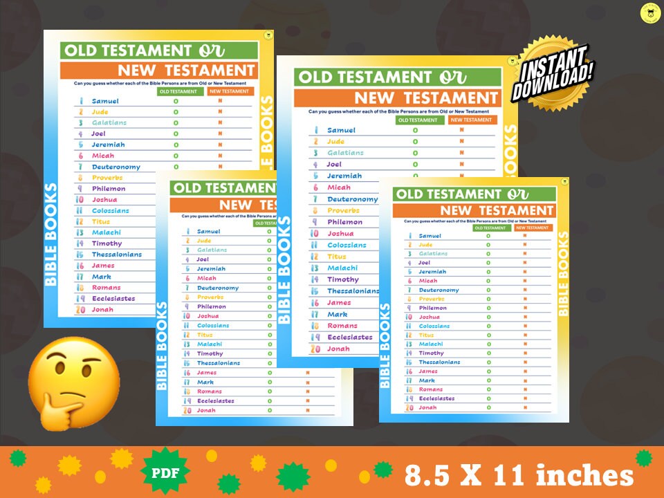 Guess Bible Books: Old Vs New Testament Game (instant Download) - Etsy