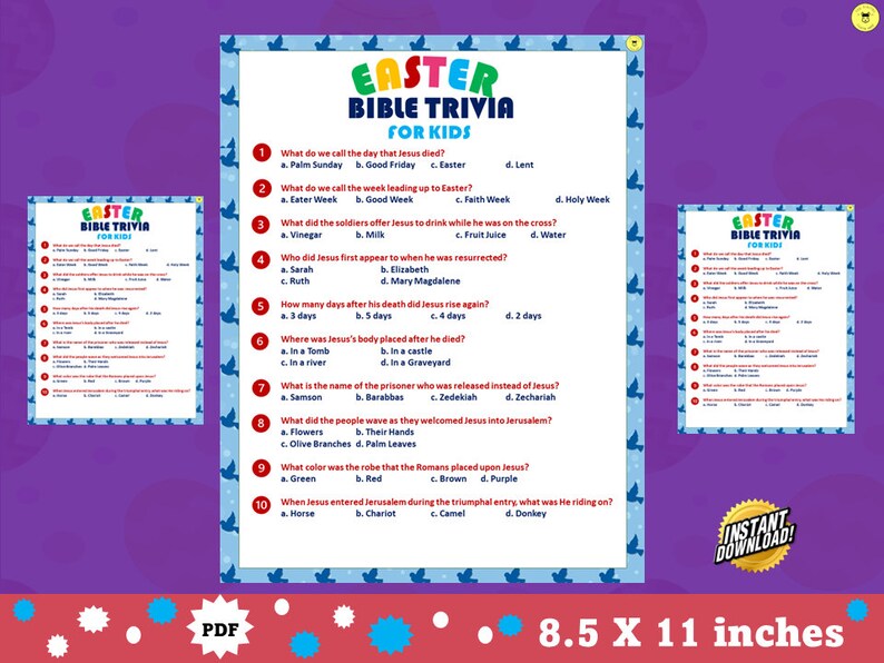 Bible Easter Trivia for Kids | Easter Printable | Instant Download ...