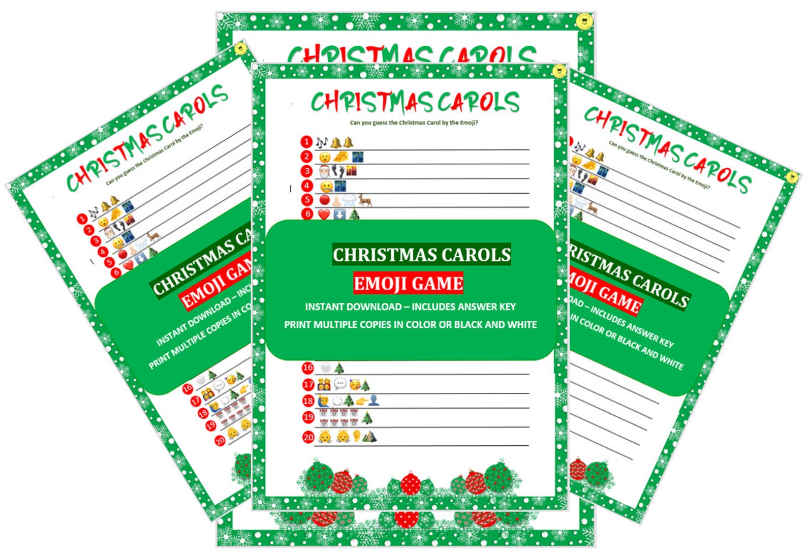 Christmas Carols Emoji Game: Printable Quiz (instant Download) - Etsy