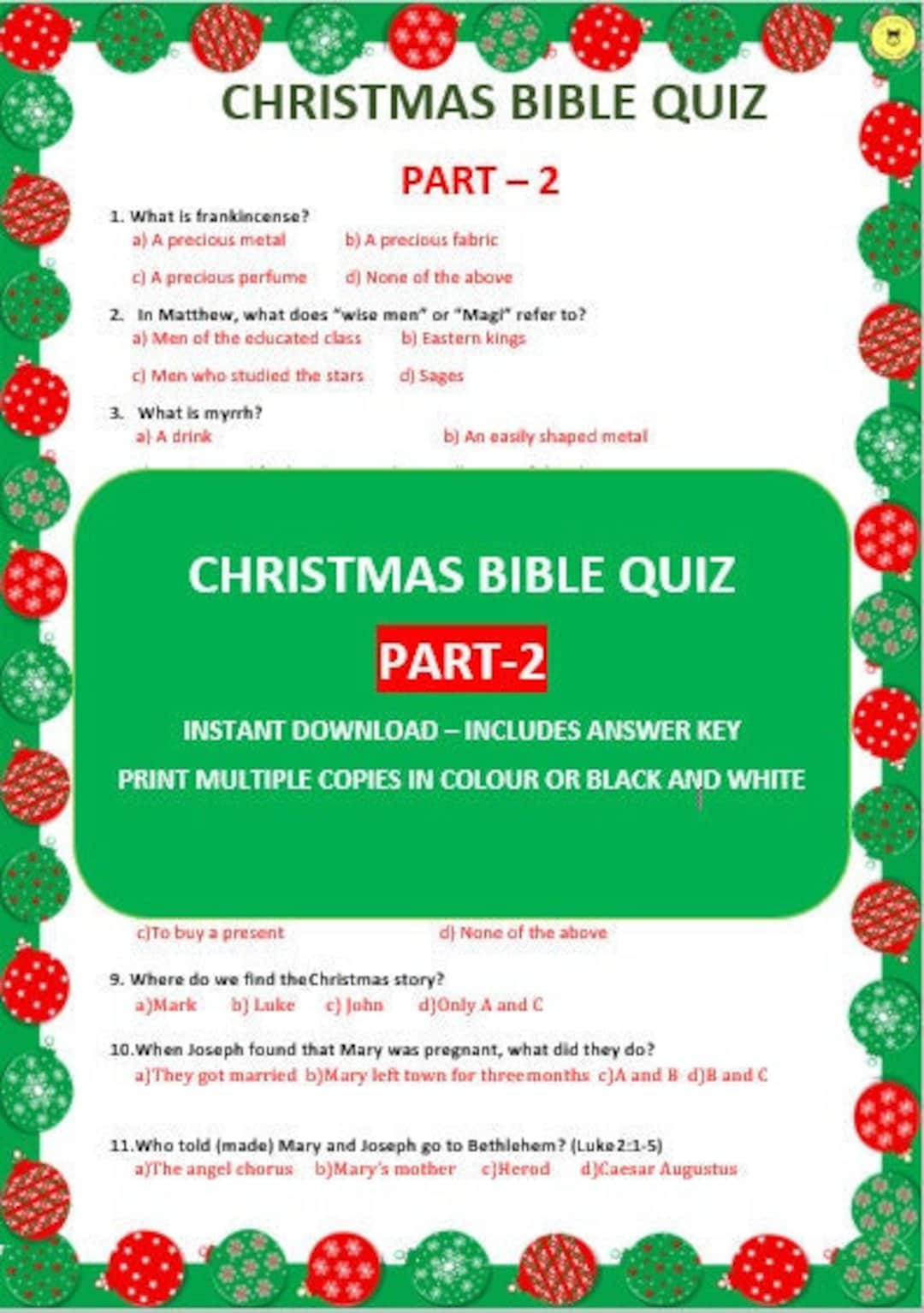 Christmas Bible Quiz Part- 2 | Christmas Bible Trivia| Church Small ...