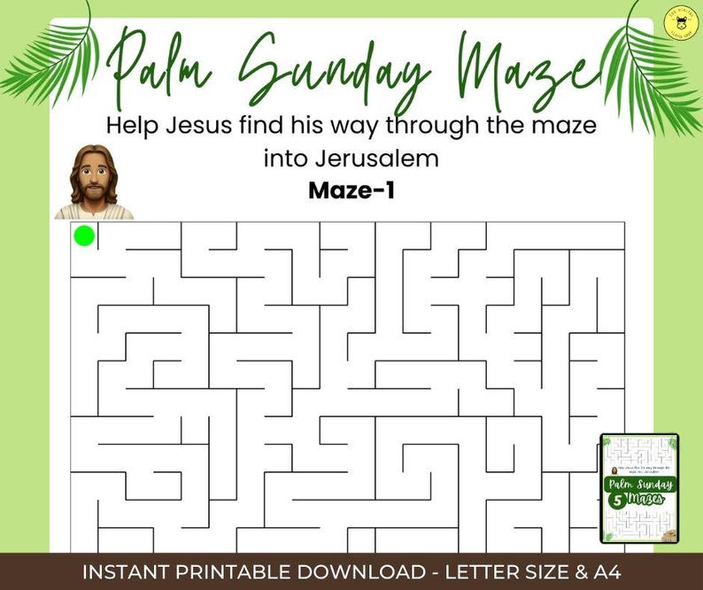 Palm Sunday Maze |bible Palm Sunday Maze Game Printable | Instant ...