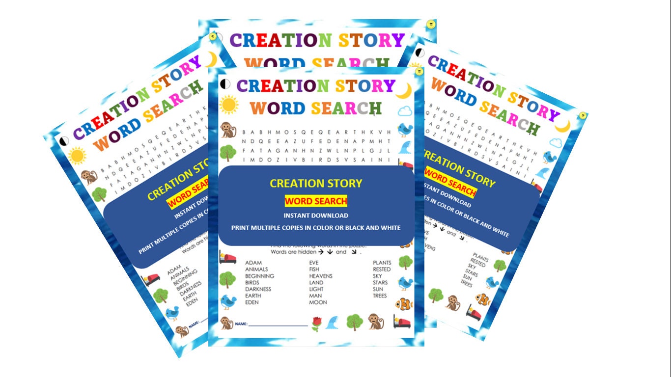 Creation Story Word Search | Creation Story Word Search Printable |fun ...