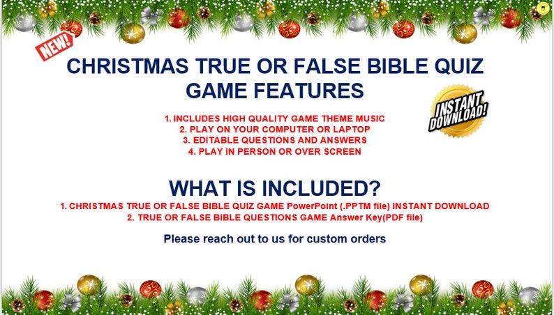 Christmas Bible True or False Quiz Game (powerpoint & PDF) - Etsy