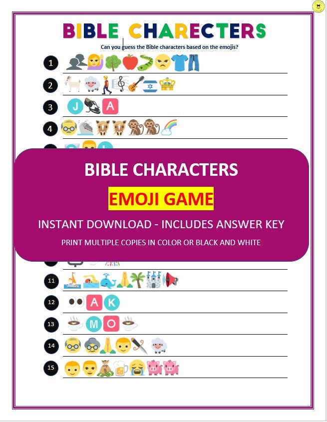Bible Characters Emoji Game Printable Characters From the - Etsy Canada