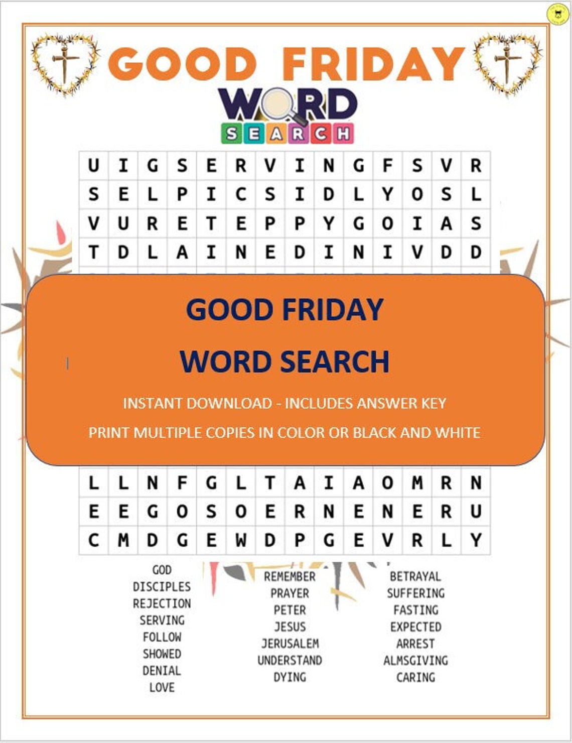 Good Friday Word Search good Friday Activity Printable - Etsy