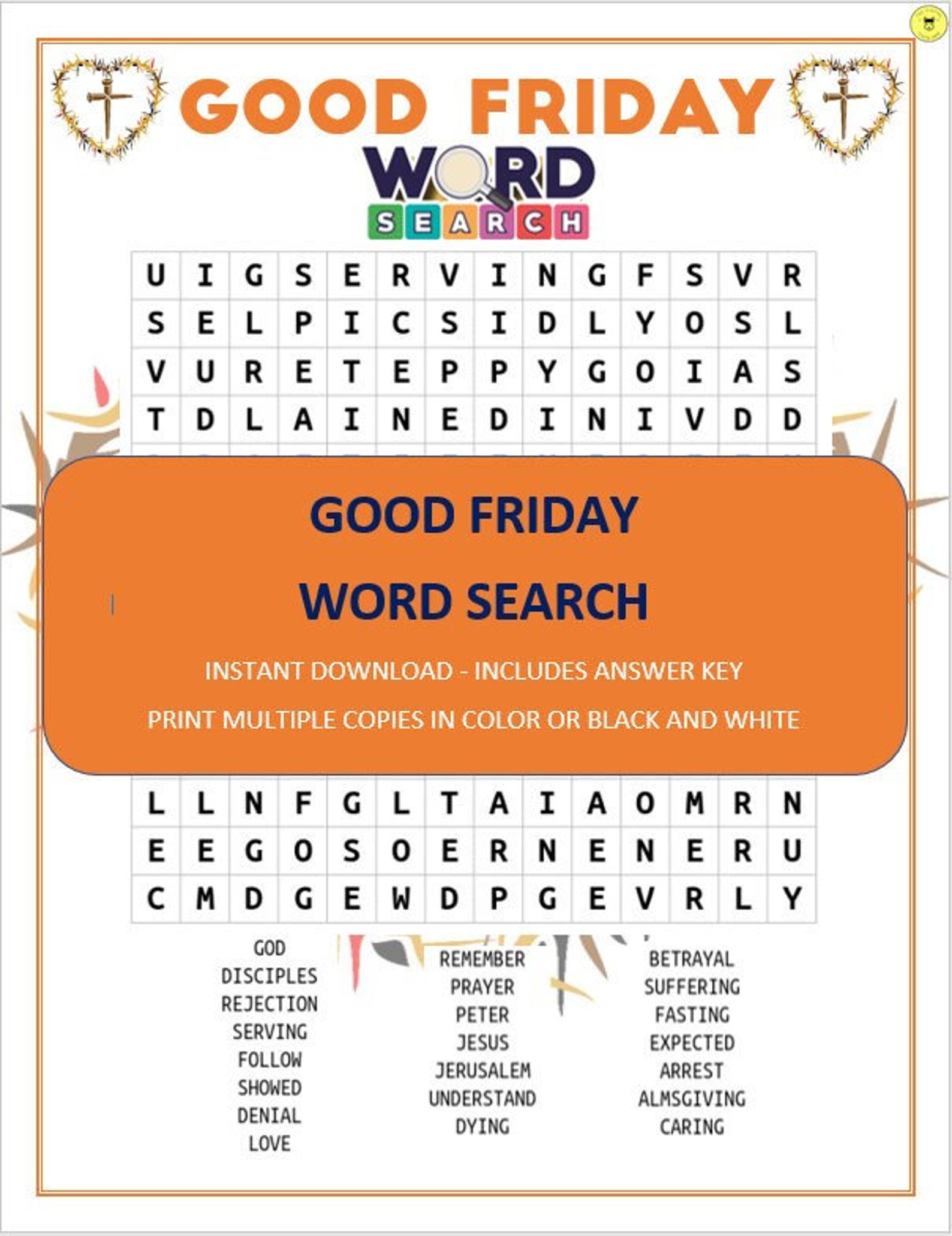 Good Friday Word Search good Friday Activity Printable - Etsy