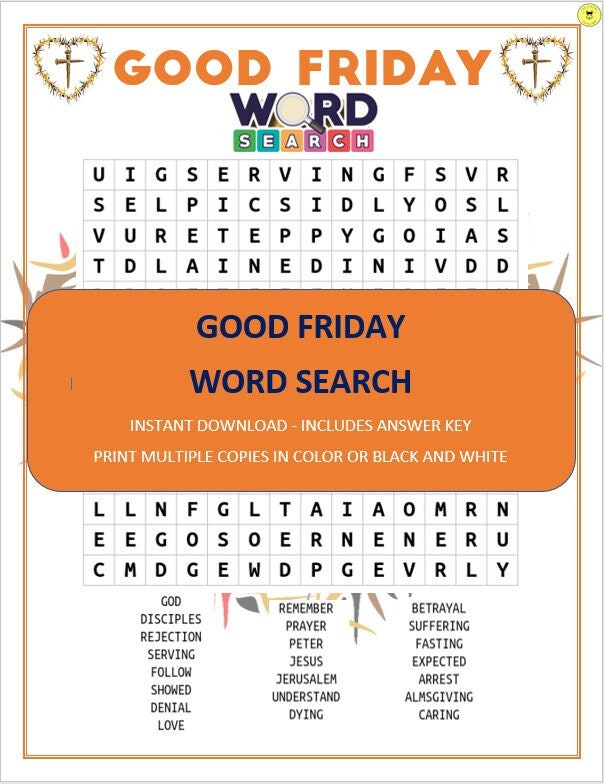 Good Friday Word Search Printable - Word Search Maker
