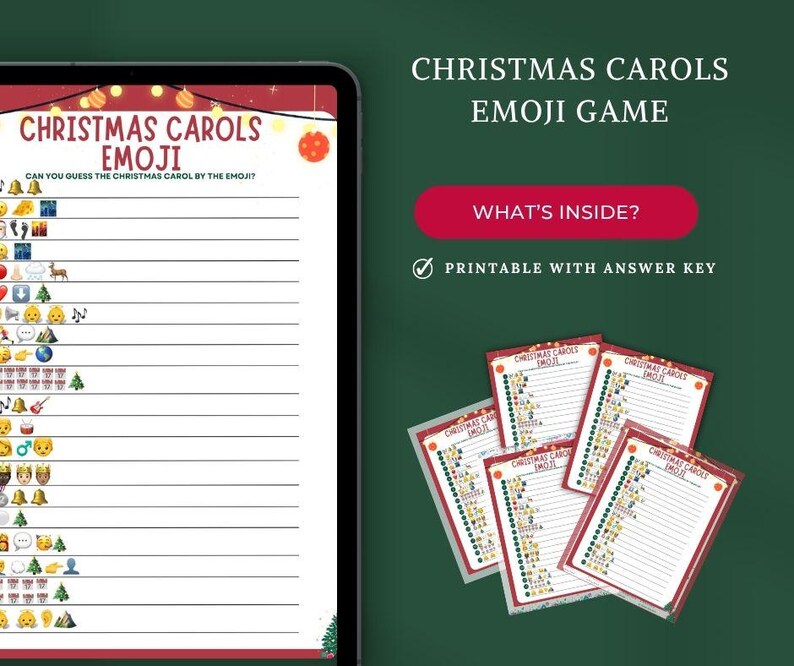 Christmas Carols Emoji Game: Printable Quiz (instant Download) - Etsy