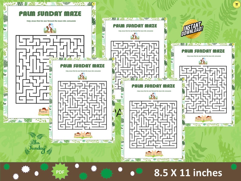 Palm Sunday Maze bible Palm Sunday Maze Game Printable Instant Download ...