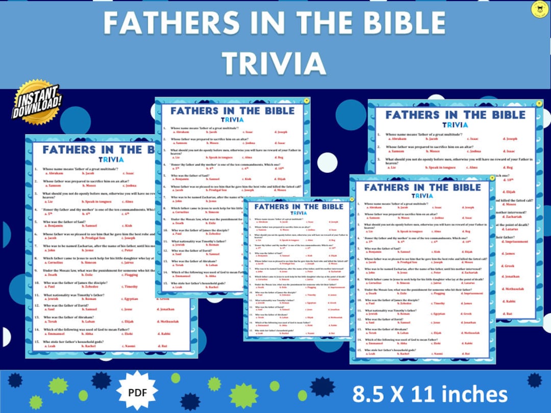 Fathers of the Bible Trivia Game Printable | Fathers of the Bible Quiz ...