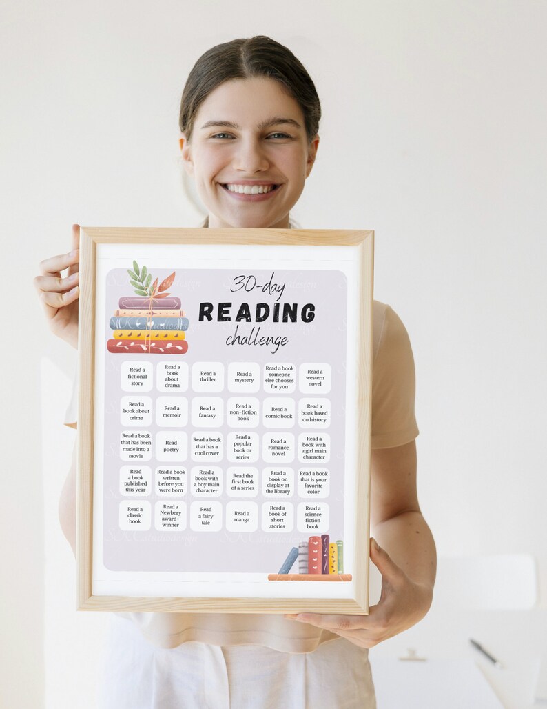 30 Day Reading Challenge Printable Book List Book Ideas - Etsy