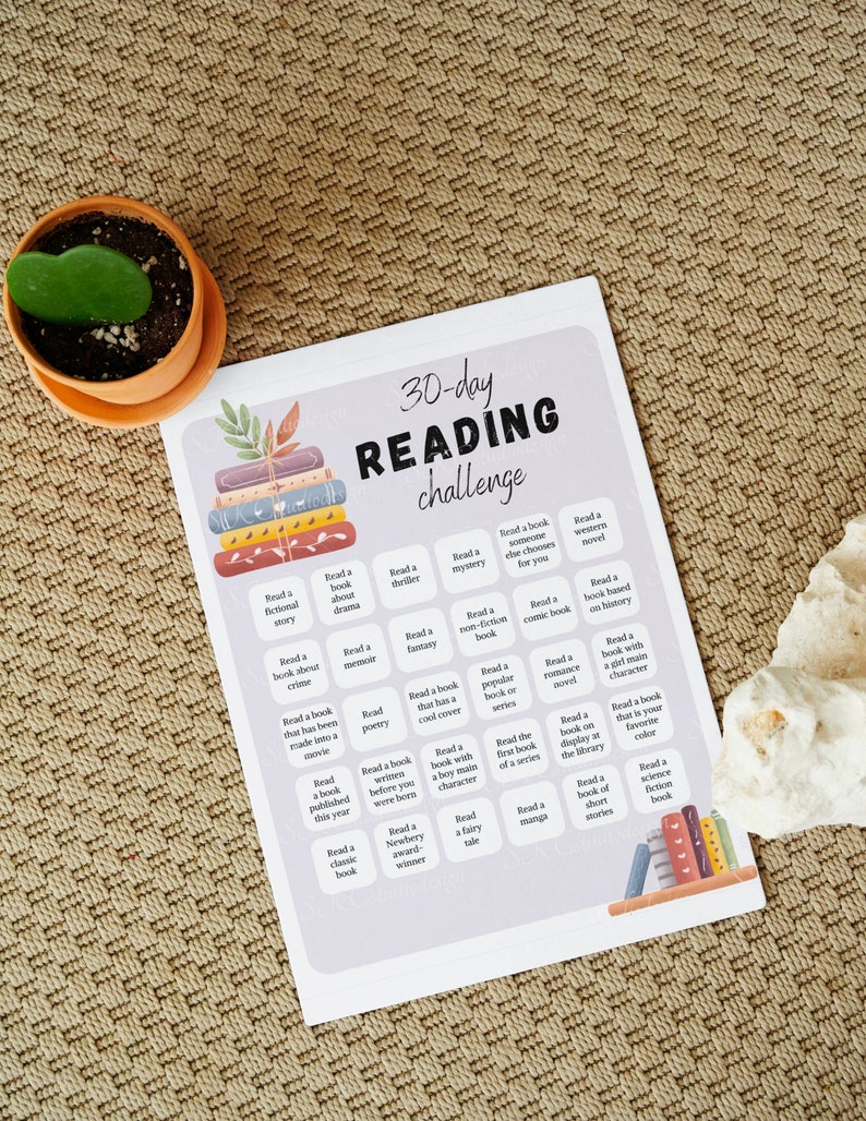 30 Day Reading Challenge Printable Book List Book Ideas - Etsy