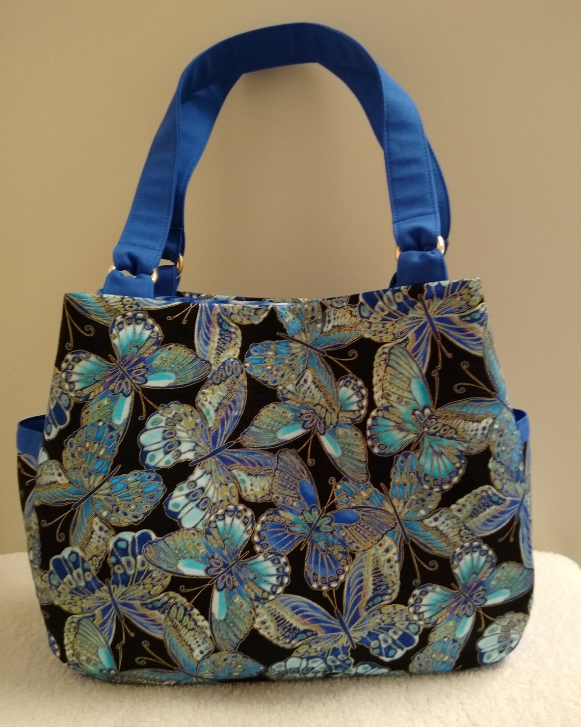 Blue Butterfly Bag Top Handle Bag Blue Purse - Etsy