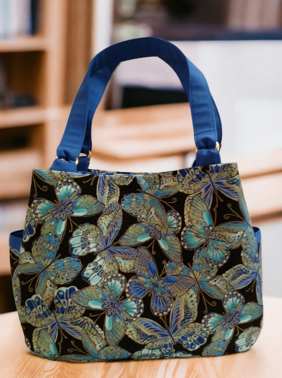 Blue Butterfly Bag, Top Handle Bag, Blue Purse - Etsy