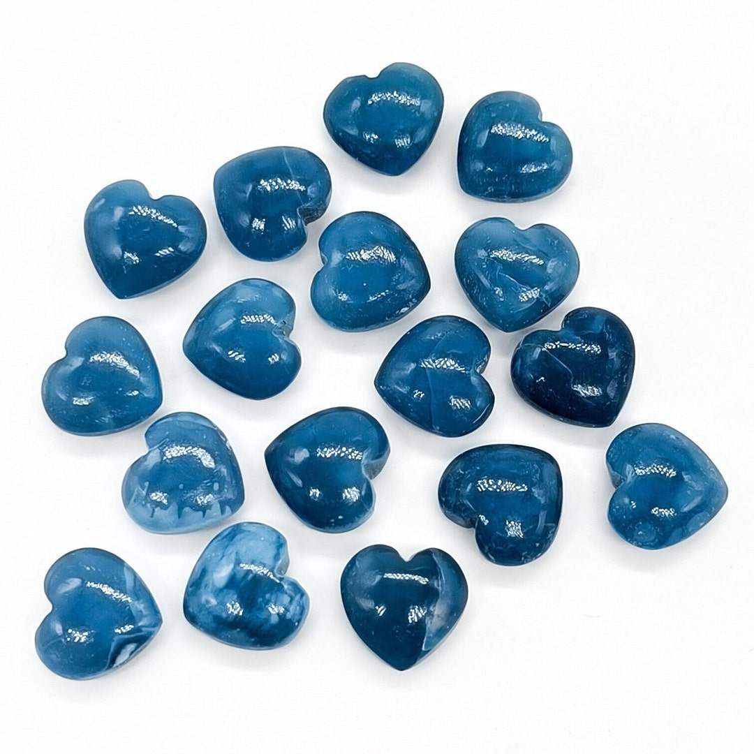 Natural Blue Opal Heart Shaped Gemstone, Smooth Hand Carved Heart Beads ...