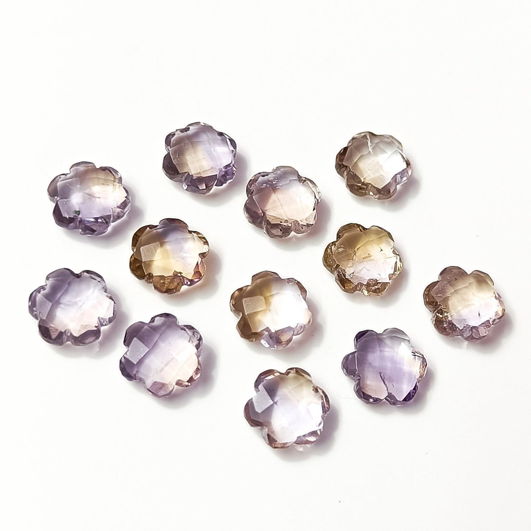 Genuine Ametrine Flower Shape Gemstone, Hand Carved Gemstone Beads ...