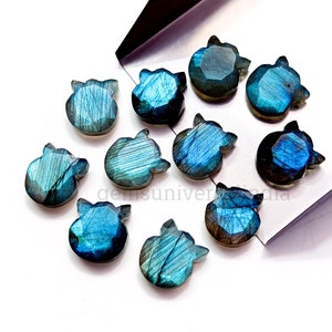 AAAA Labradorite Cat Shape Gemstone, Natural Labradorite Faceted Cat ...