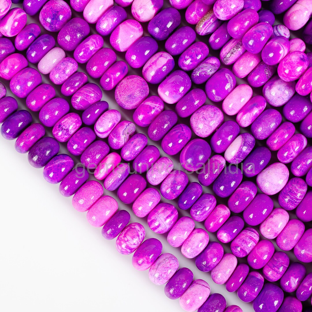 Hot Pink Opal Smooth Rondelle Beads, Natural Pink Opal Beads for ...