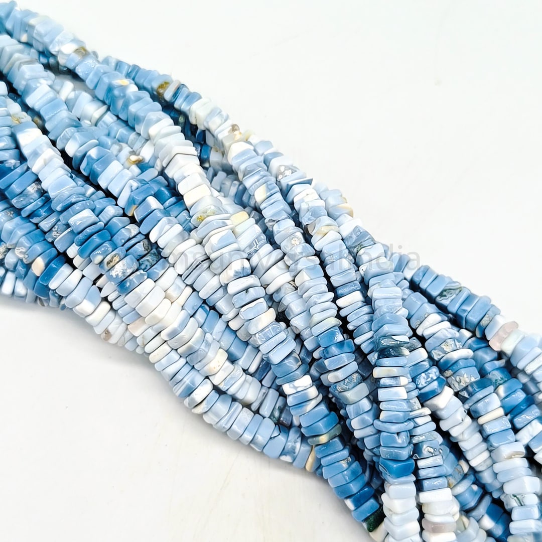 AAA Blue Opal Smooth Heishi Square Beads, Natural Shaded Blue Opal ...