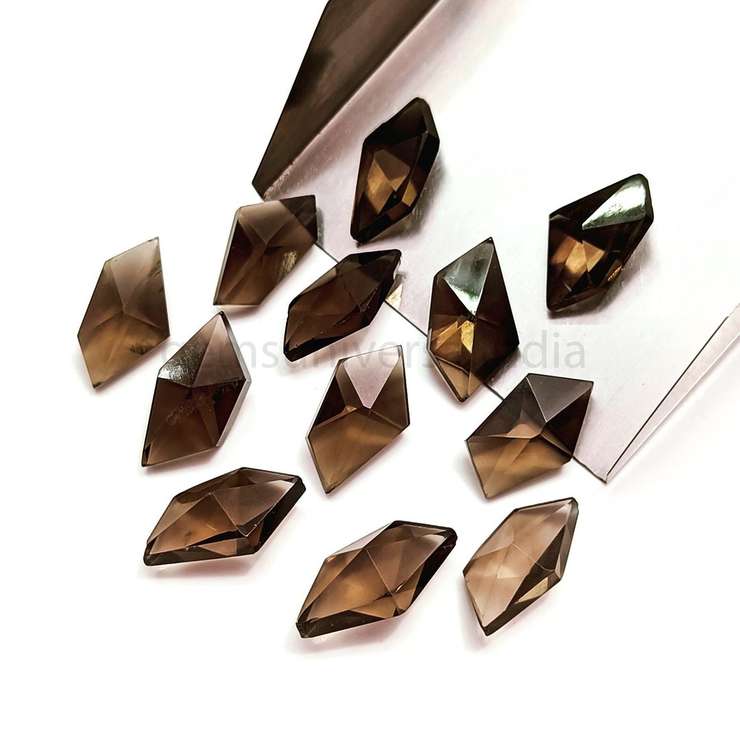 10pc Smoky Quartz Spindle Shape Gemstone, Hand Carved Gemstone Beads ...