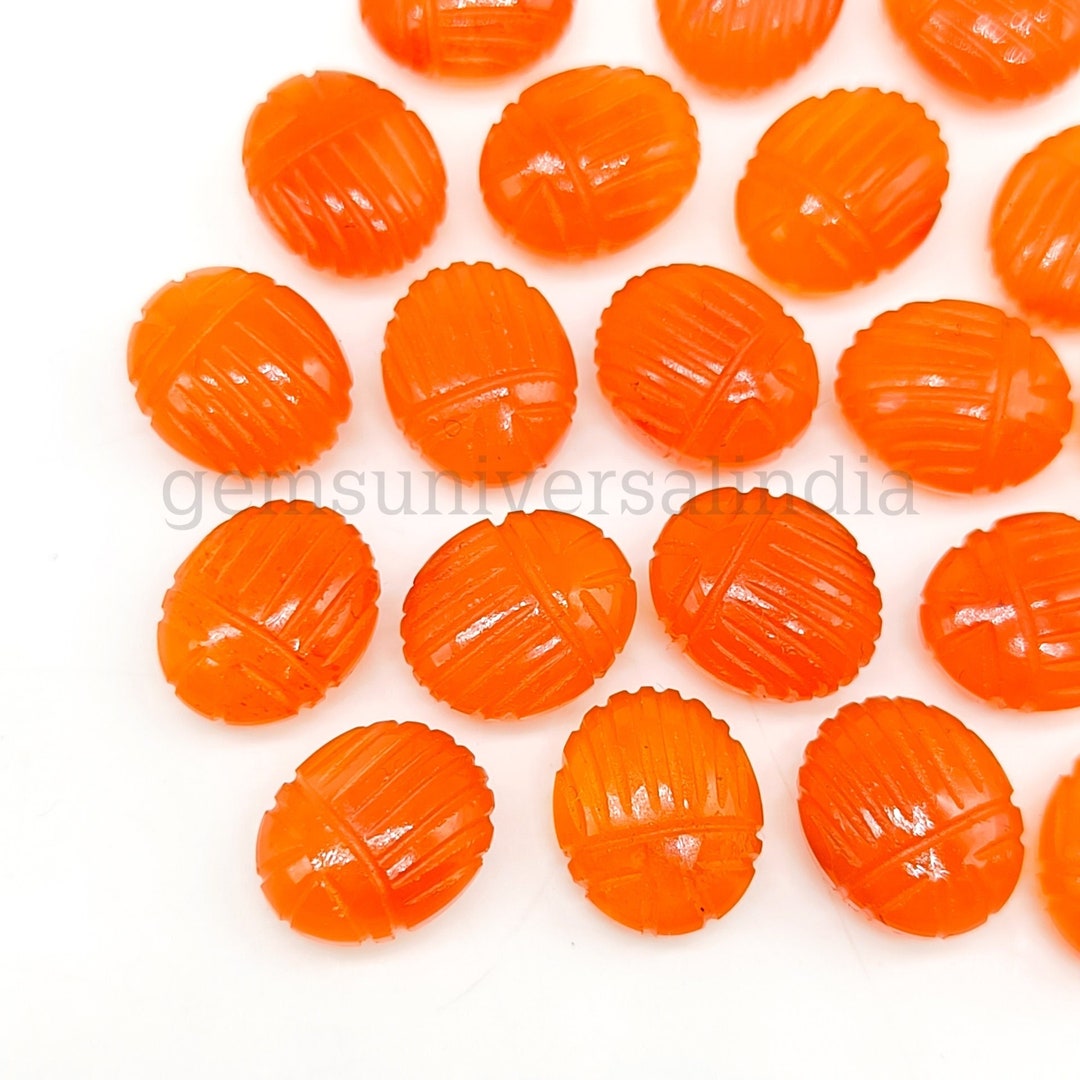 AAA Carnelian Scarab Shape Gemstone, Natural Carnelian Carved Gemstone ...