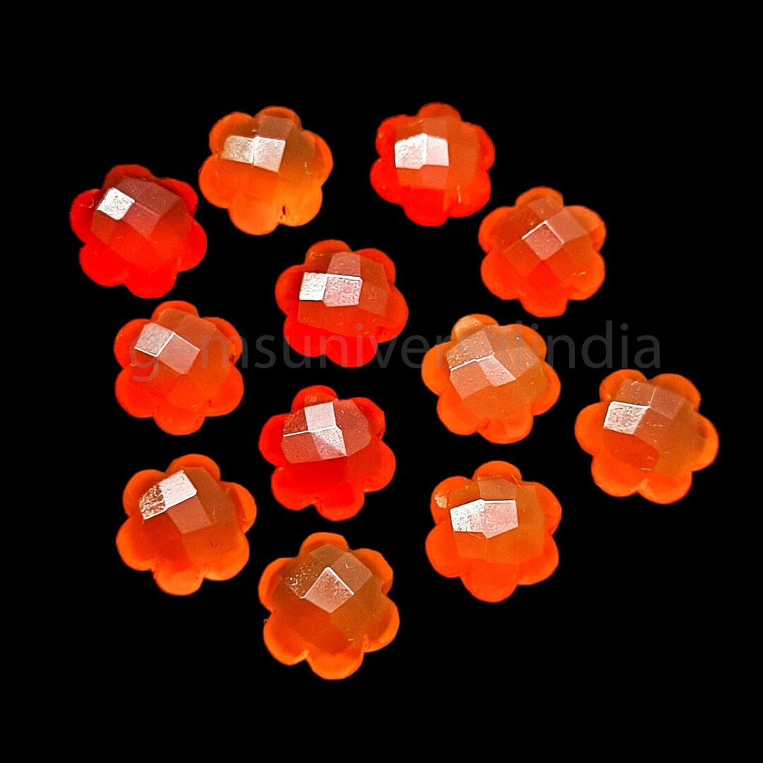 Natural Carnelian Flower Shape Gemstone, Hand Carved Gemstone Beads ...