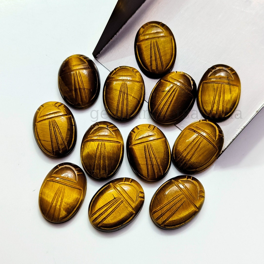 AAAA Tiger Eye Scarab Shape Gemstone, Natural Tiger Eye Beetle Face ...