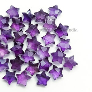 Natural Purple Amethyst Star Shape Gemstone, Faceted Hand Carved Star ...