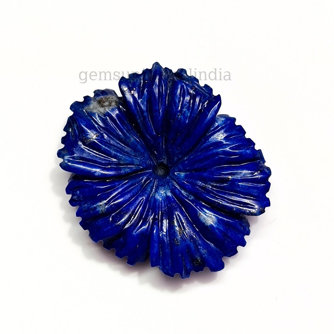 Natural Lapis Lazuli Flower Shape Gemstone, Hand Carved Gemstone Flower ...