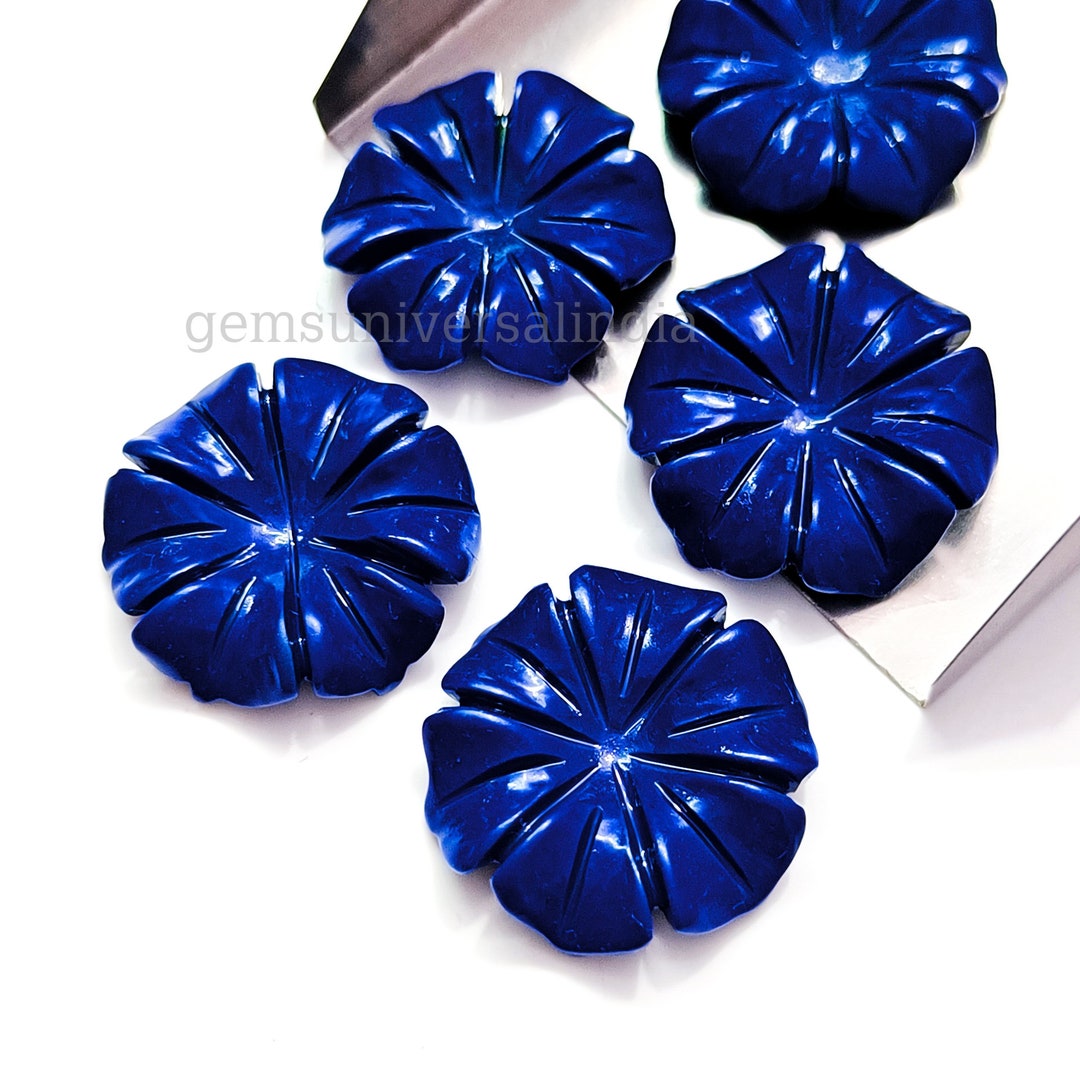 Gorgeous Lapis Lazuli Flower Shape Gemstone, Hand Carved Gemstone ...