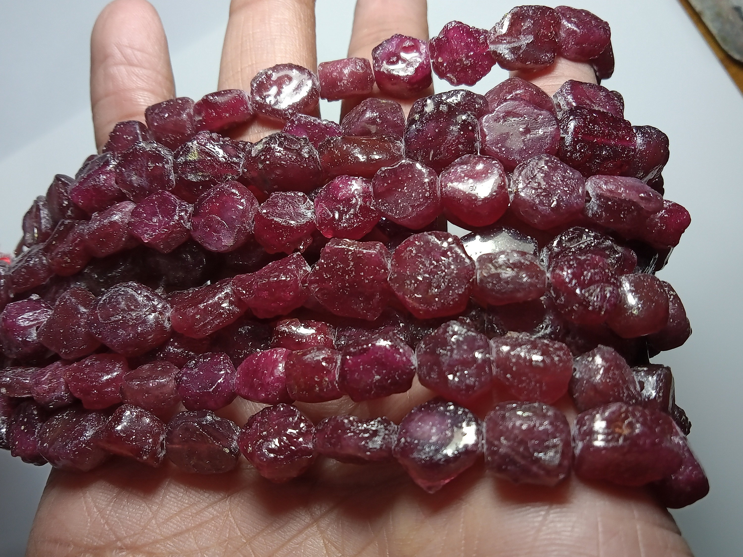 Shiny Red Ruby Uncut Chip Beads, 100% Natural Glass-filled Ruby Uncut ...
