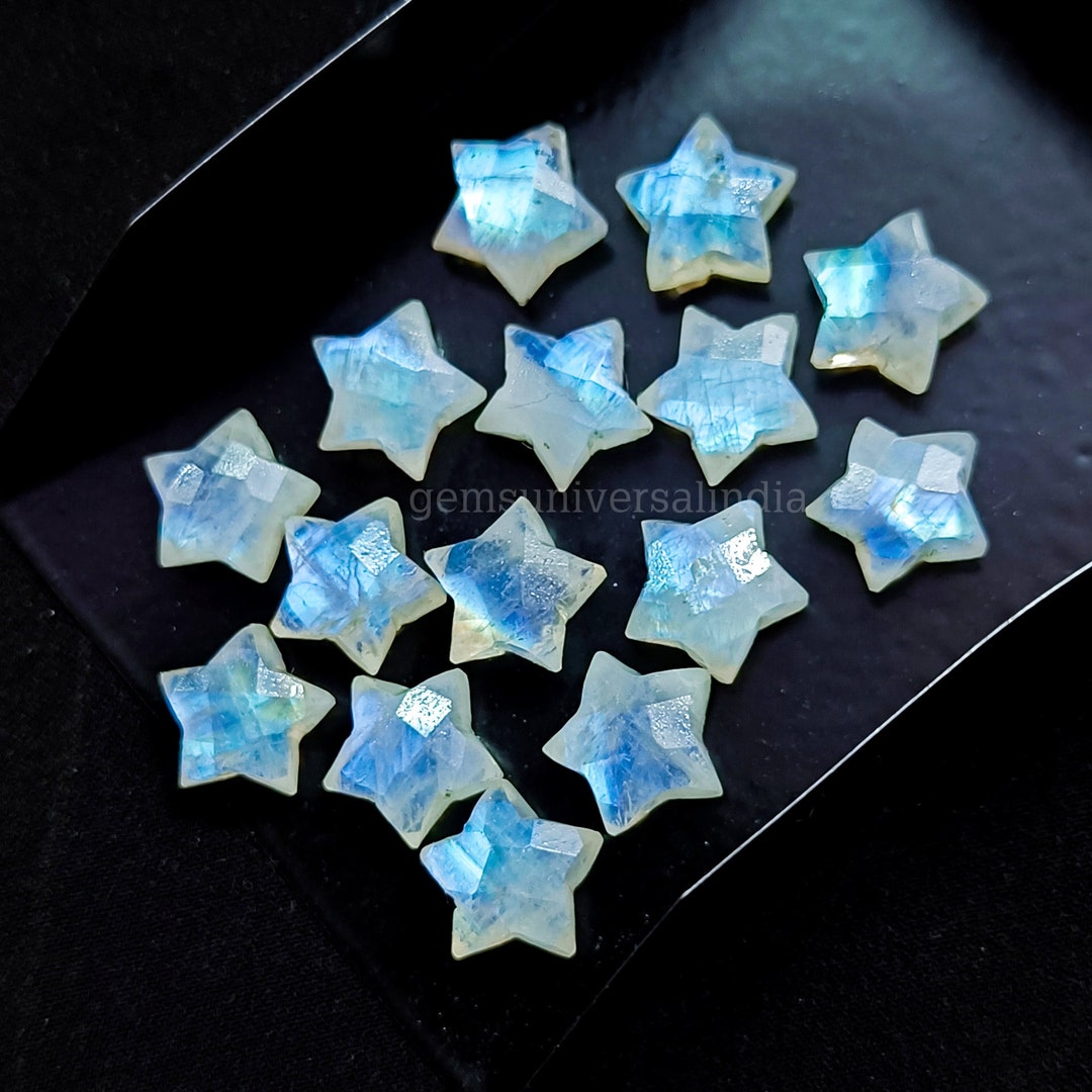 Gorgeous Rainbow Moonstone Star Shape Gemstone,faceted Hand Carved Star ...