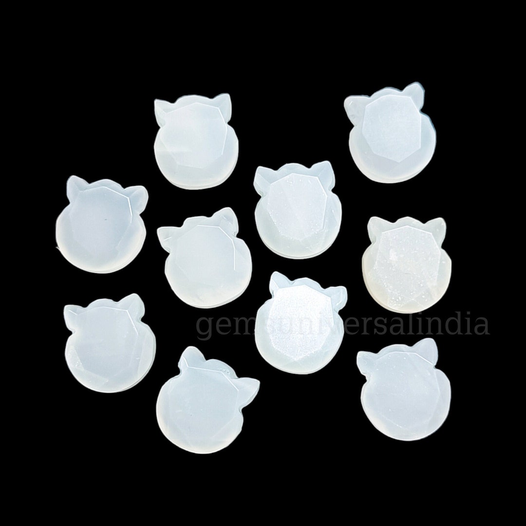AAA White Moonstone Cat Shape Gemstone, Natural Moonstone Cat Face ...