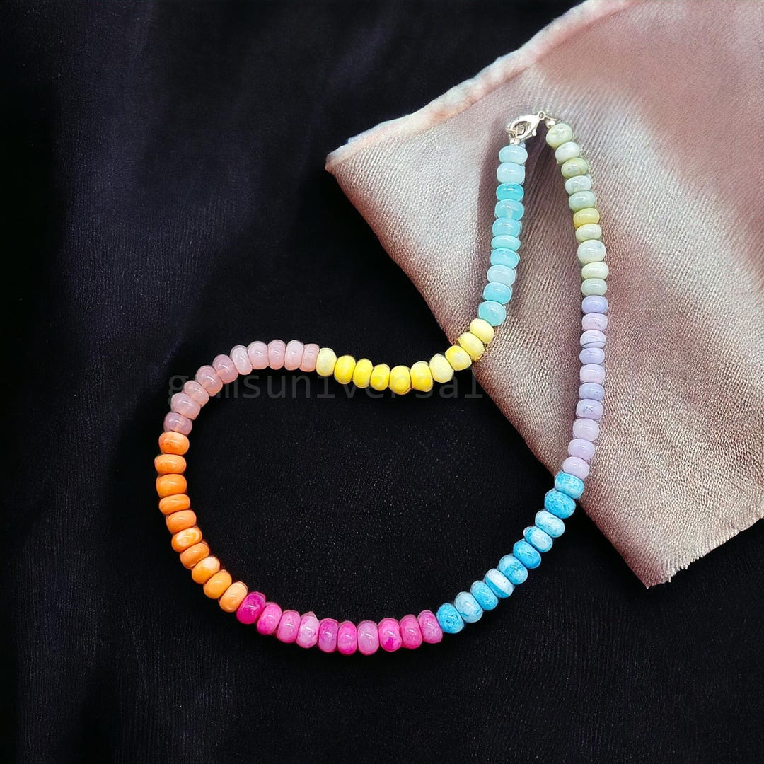 High Quality Multi Color Natural Opal Beaded Necklace, Opal Smooth ...
