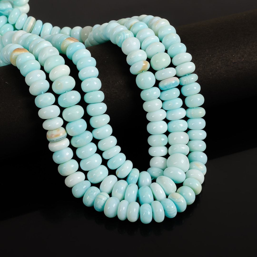 Blue Candy Opal Smooth Rondelle Beads, Natural Blue Opal Beads, Opal ...