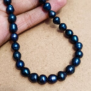 RARE Black Pearl Beaded Necklace, Peacock Black Pearl Necklace, Natural ...