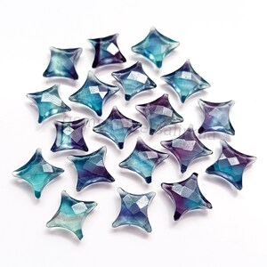 Natural Multi Fluorite Ninja Star Shape Gemstone, Faceted Hand Carved ...