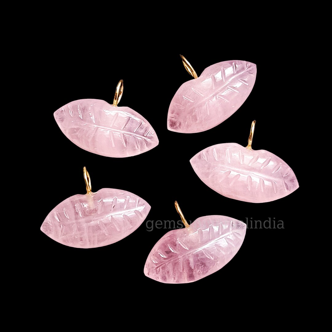 Rose Quartz Carved Gemstone Lip Pendant, Natural Gemstone Pink Lips ...
