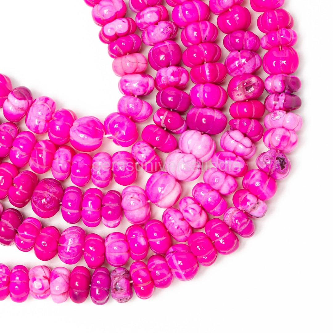 Natural Hot Pink Opal Carved Melon Shape Beads, Carved Pink Opal ...
