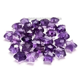 Natural Purple Amethyst Star Shape Gemstone, Faceted Hand Carved Star ...