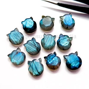 AAAA Labradorite Cat Shape Gemstone, Natural Labradorite Faceted Cat ...