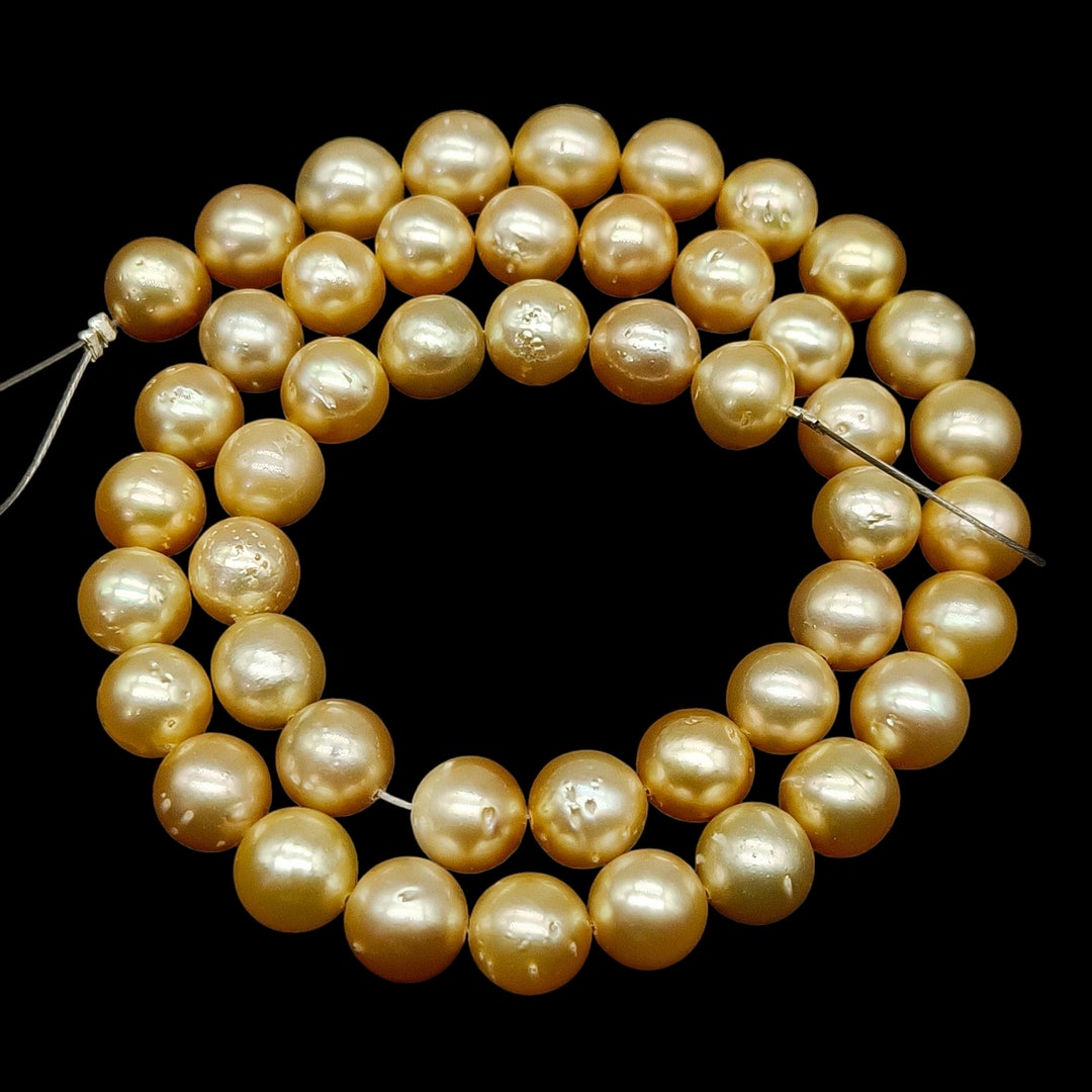 Exceptional Quality Golden South Sea Pearl Beads, Genuine South Sea ...